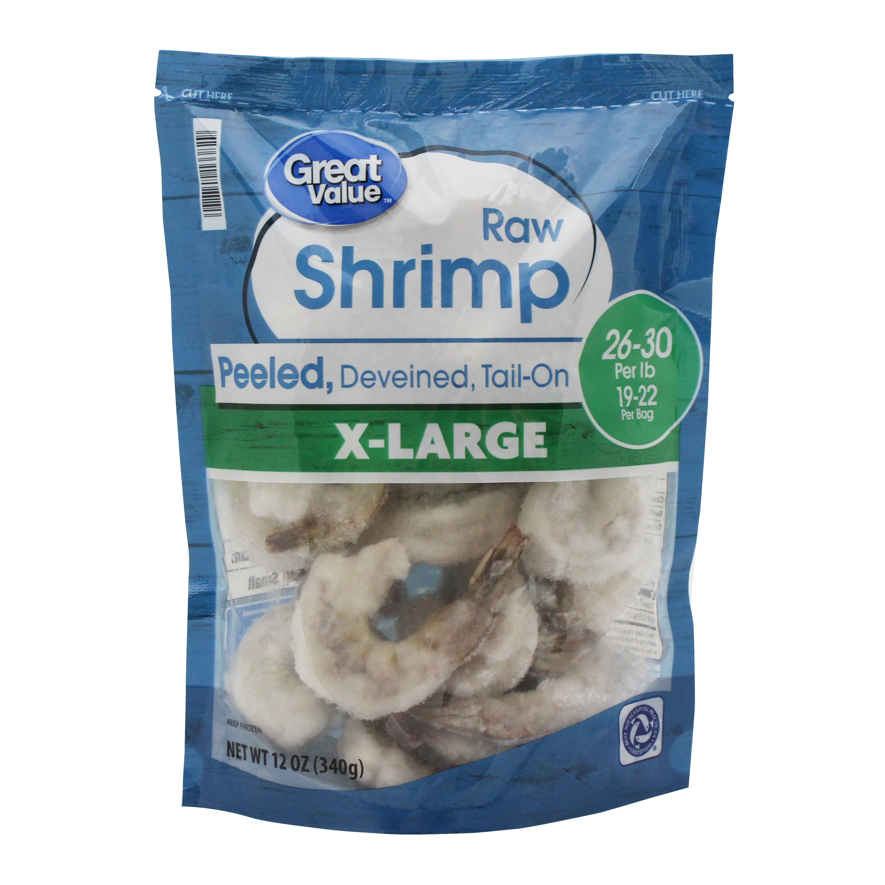 Great Value Frozen Raw Extra Large Peeled Deveined Tail On Shrimp 12