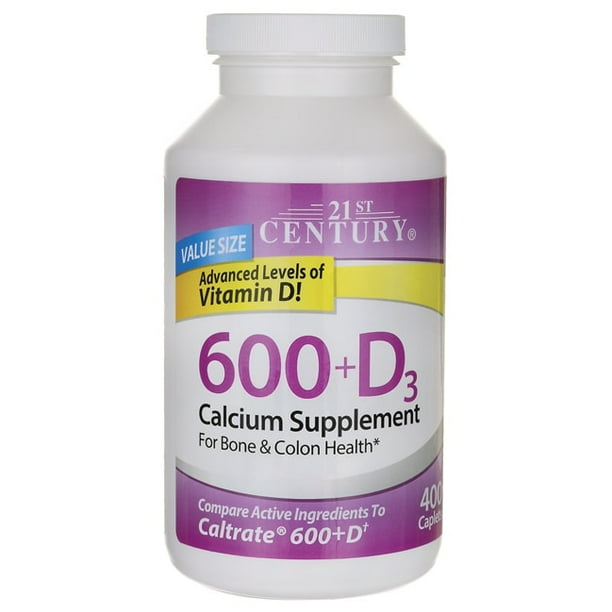 21st Century D3 Calcium Supplement Tablets, 600 mg, 400 Count - Walmart.com