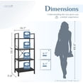 Black 4-Tier Metal Frame Bookshelf With Wood Shelves For Living Room ...