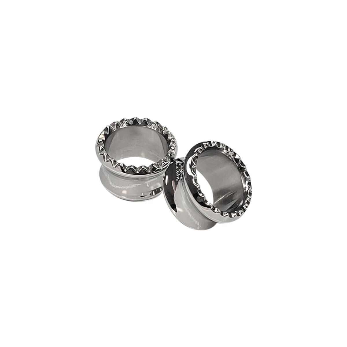 Pair of Ear Gauges Rough Cut Design Surgical Steel Double Flare Tunnels - Walmart.com