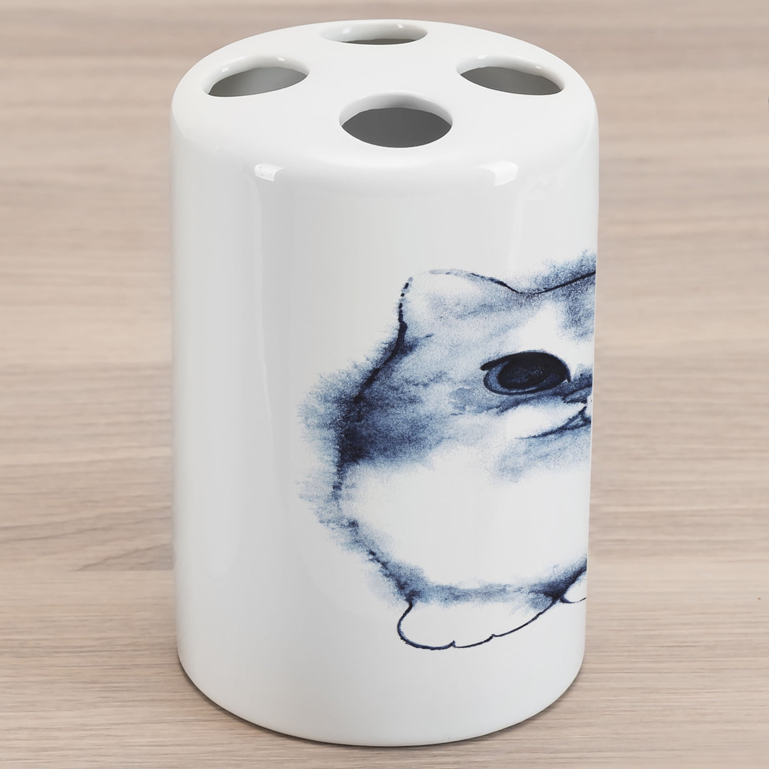 Navy Blue Ceramic Toothbrush Holder, Kitty Paint with Distressed Color ...