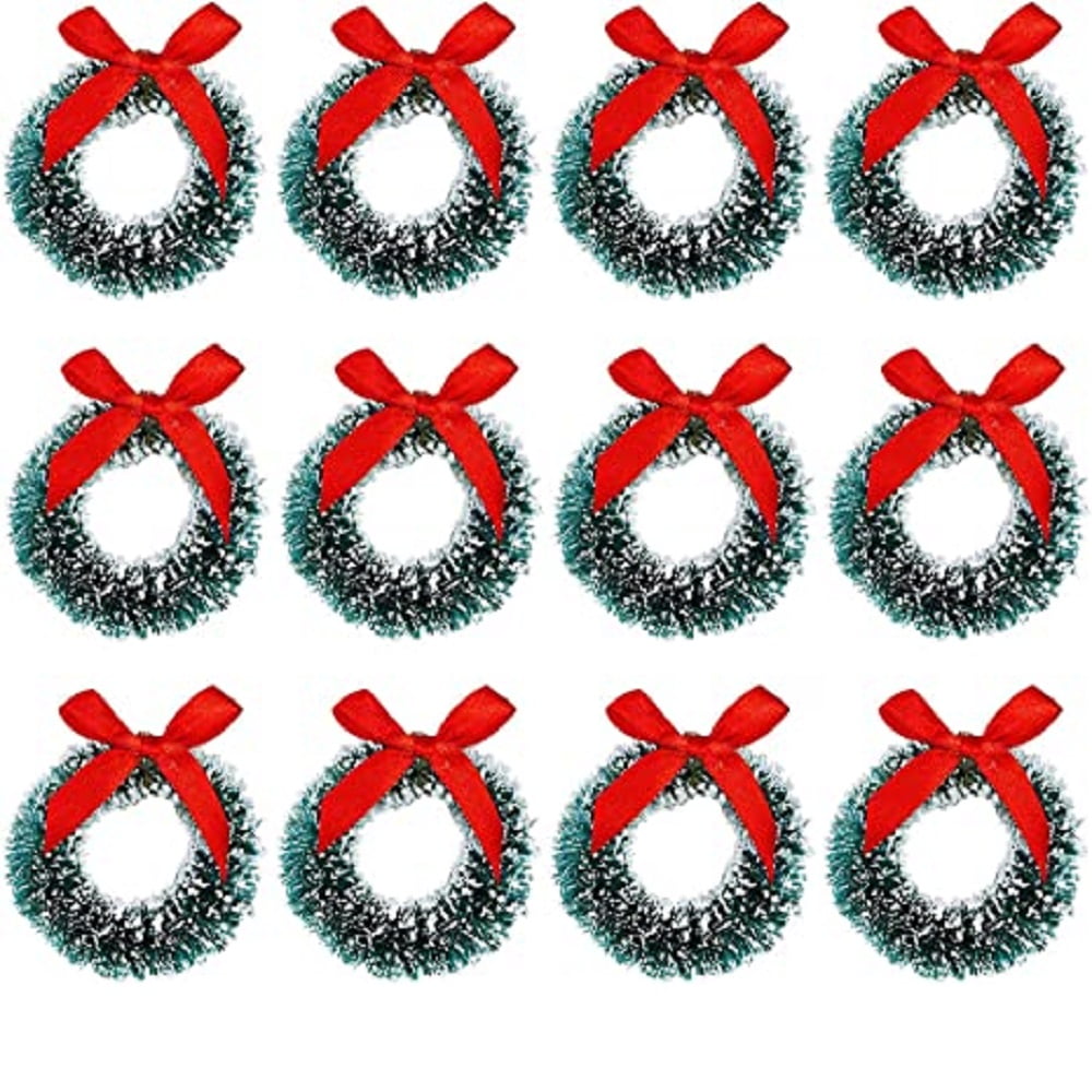 24Pcs Mini Christmas Wreath Artificial Dollhouse Miniature Christmas ...