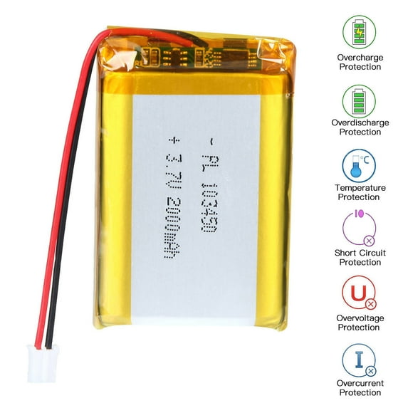 YDL 3.7V 2000mAh Battery 103450 Lithium Polymer Ion Rechargeable Li-ion Li-Po Battery with 2P PH ...