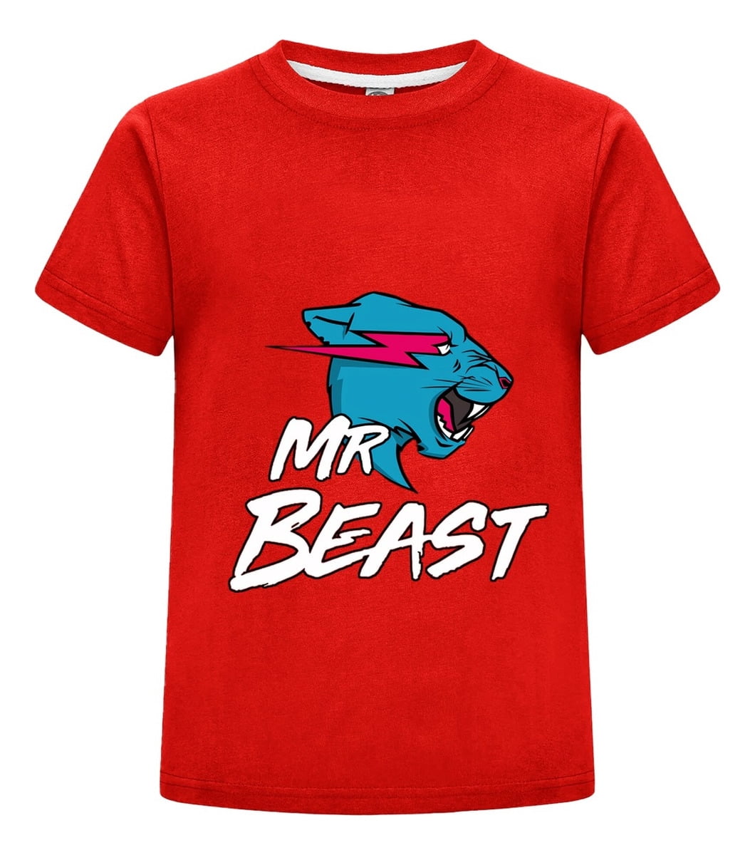 Camiseta MrBeast Niños Verano Estampado Pantera Azul Ropa Casual ...