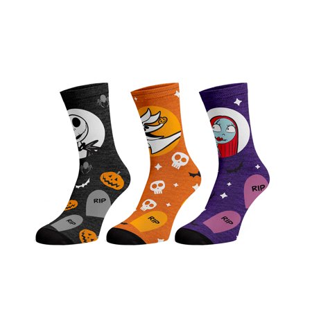 The Nightmare Before Christmas Characters 3 Pack Crew Socks | Walmart ...