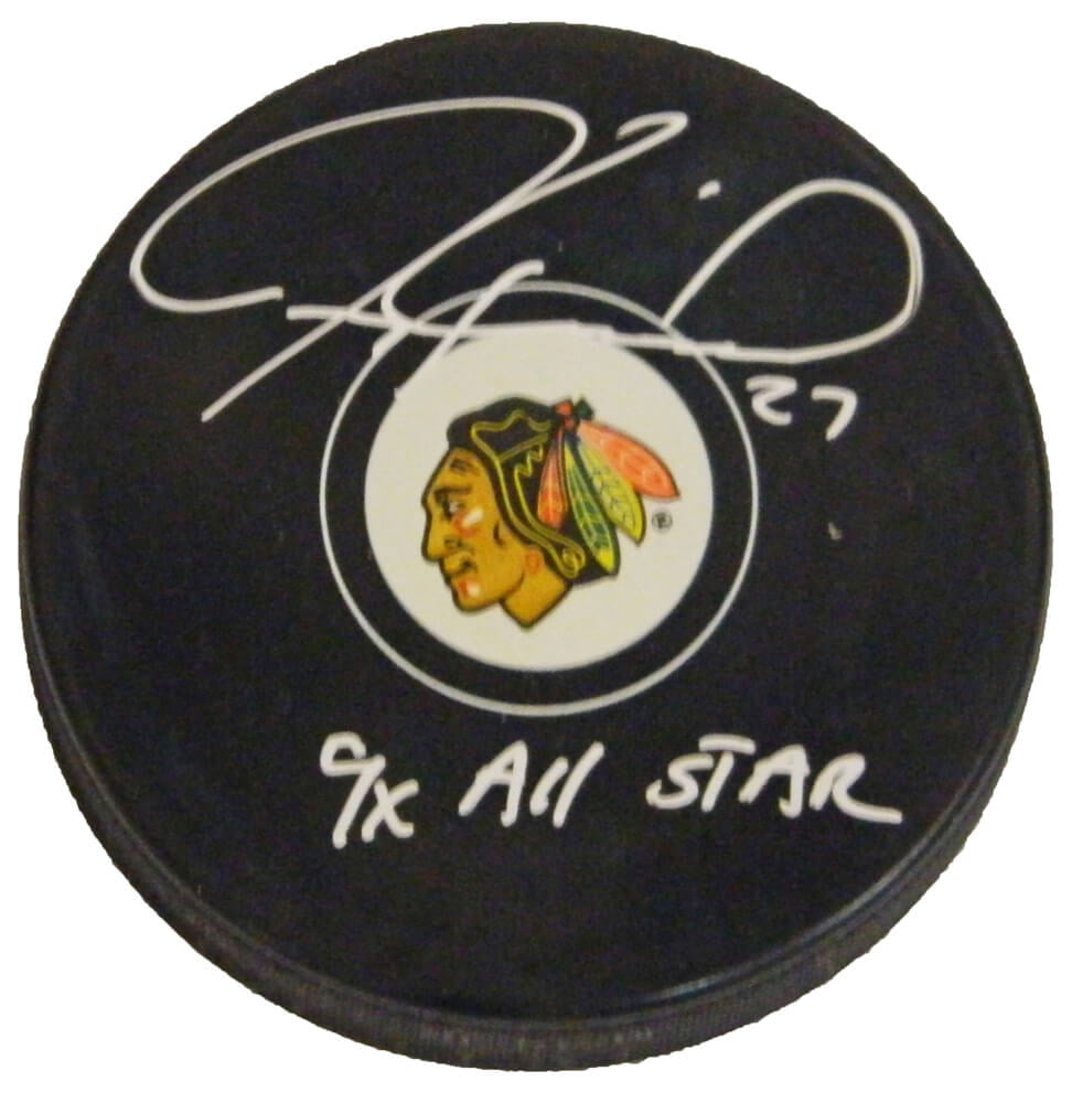 Jeremy Roenick Signed Blackhawks Logo Hockey Puck w/9x All Star ...