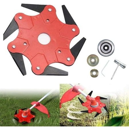 6 Teeth Steel Blades Razors Trimmer Head with Working Head,65Mn Lawn ...