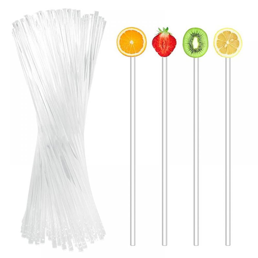 100 Pieces 6 Inch Plastic Swizzle Sticks, Clear Stirring Rod ,Lollipop ...