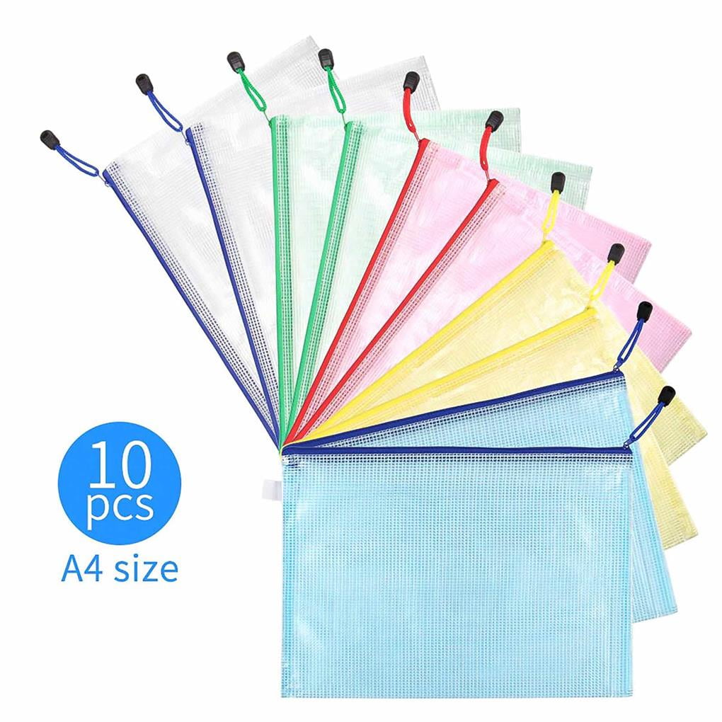 Linyer 10 Pack Mesh Zipper Pouch Document Bag A4 Waterproof Document ...