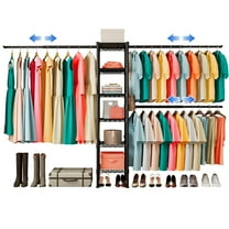 Topbuy Adjustable Wardrobe Kit, Wall Mounted DIY Closet with Wire Shelf ...