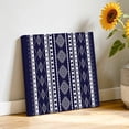 Abstract Stripes Canvas Wall Art for Living Room, Dark Blue Aztec ...