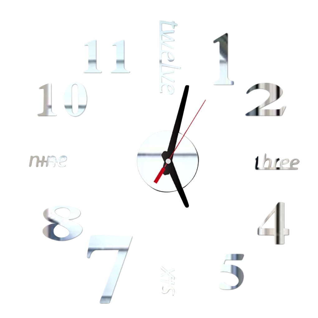 3D Wall Clock Mirror Wall Stickers Removable Self\-Adhesive Art Decal ...