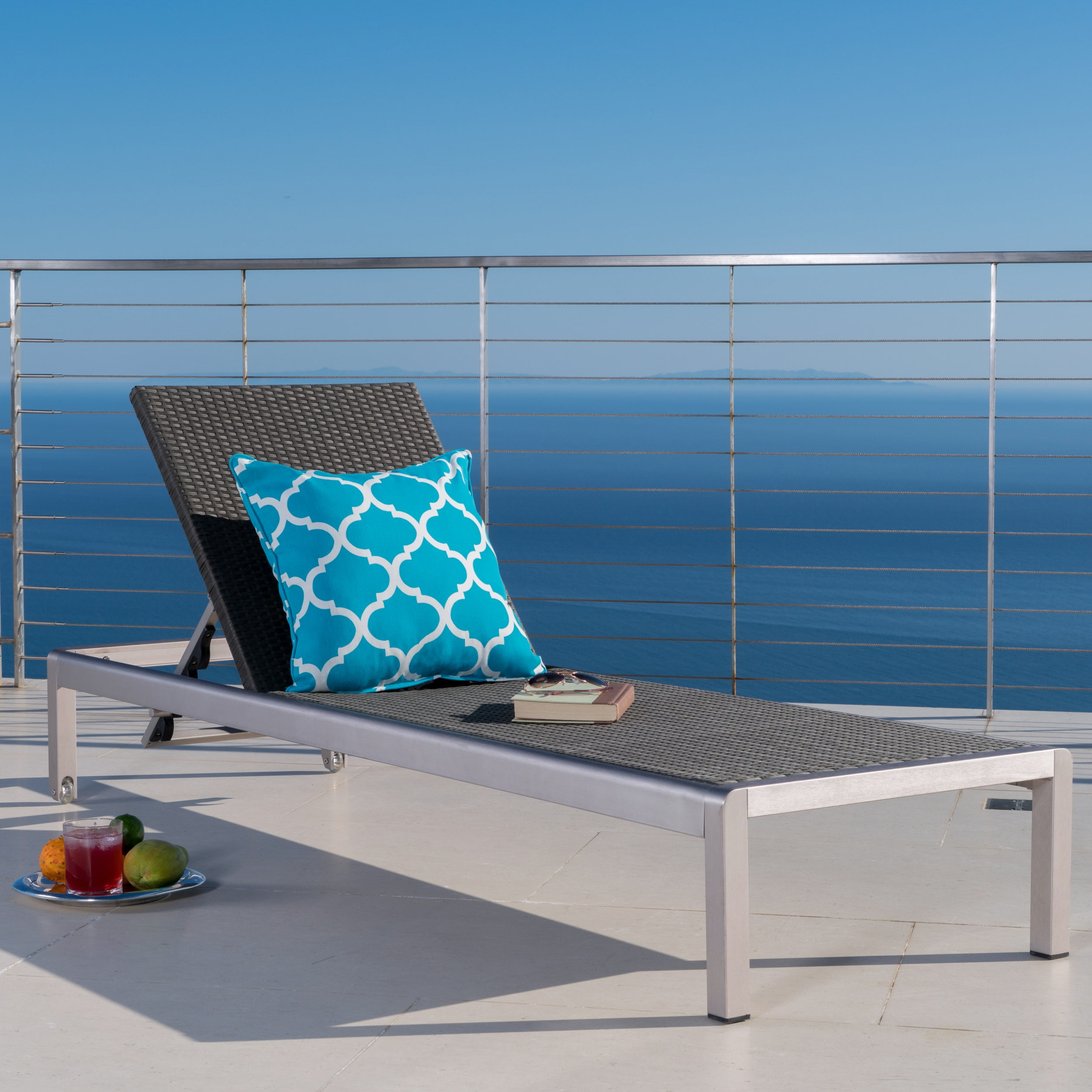 Miller Outdoor Mesh Chaise Lounge, Dark Grey, Silver - Walmart.com