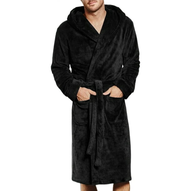 Frontwalk Mens Nightwear Hooded Wrap Robe Hoodie Dressing Gown Lounge ...