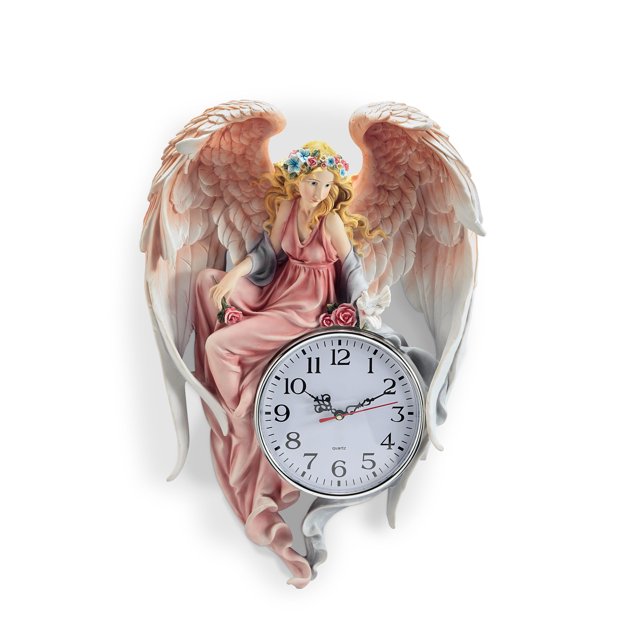 Ok Lighting 18"H Enchanted Angel Wall Clock - Walmart.com