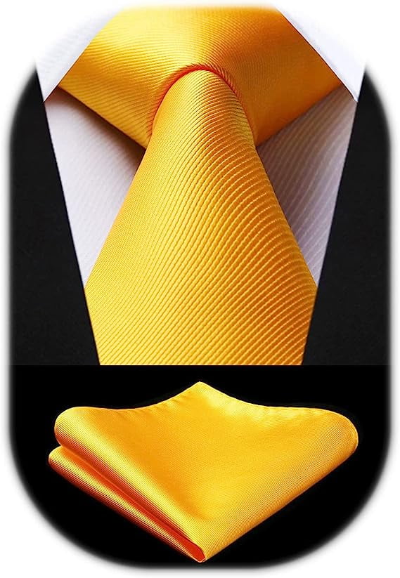 HISDERN Solid Color Ties for Men Business Tie and Pocket Square Set ...