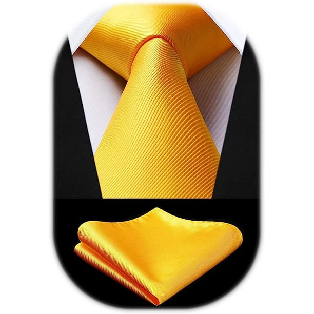 HISDERN Solid Color Ties for Men Business Tie and Pocket Square Set ...