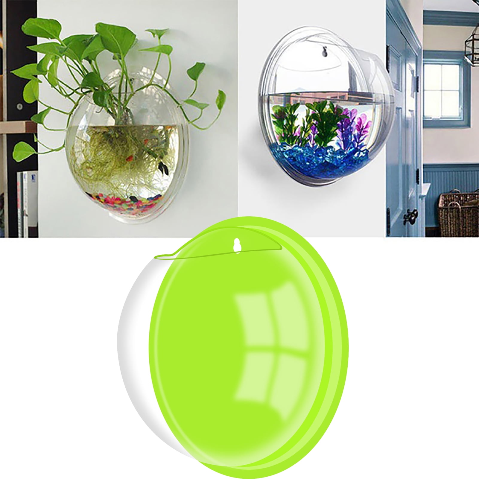 Limei 5.9 Inch Wall Fish Tank, Transparent Aquarium, Round Wall Mounted ...