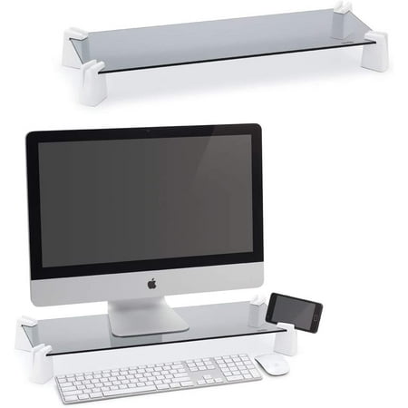 Actto Clear Tempered Glass Computer Monitor Laptop Riser Multi Desktop ...