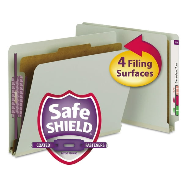 Smead Pressboard End Tab Classification Folder, Letter, 4-Section, Gray ... Smead Pressboard End Tab Classification Folder, Letter, 4-Section, Gray ...