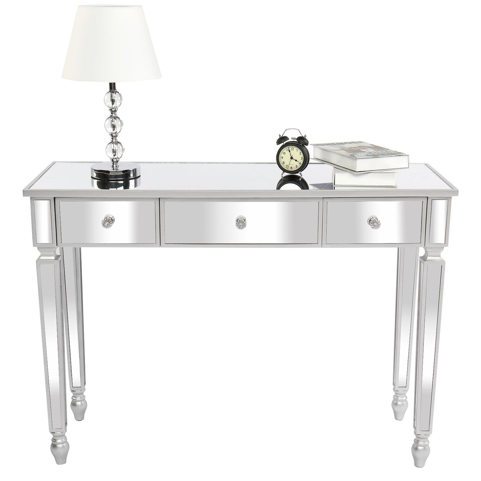 SalonMore 3-Drawer Mirrored Makeup Table,Desk Glass Vanity Dressing ...