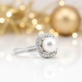 Gemhub 925 Sterling Silver Pearl Round Cut Ring, 3.20 Ct. White ...