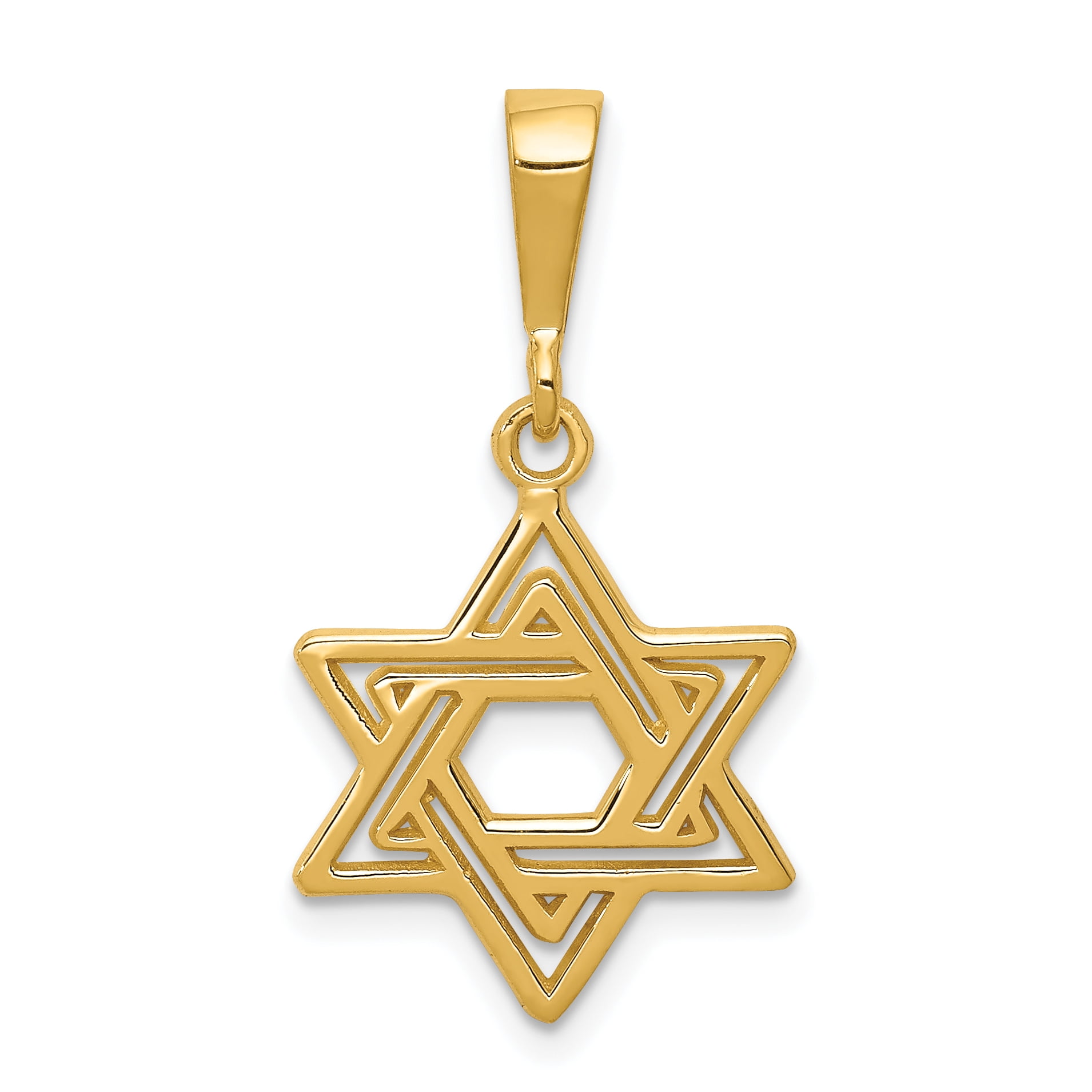 14k Yellow Gold Solid Jewish Star Charm Pendant - Walmart.com