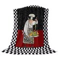 Abstract Fleece Throw Blanket Cartoon Style Cooks Black White Checkered ...