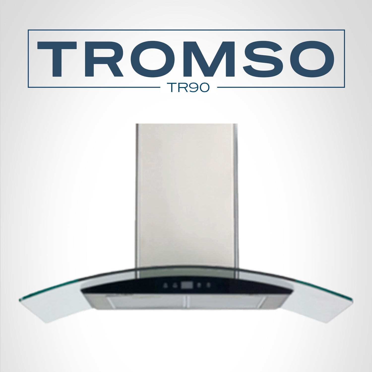 Campana de cocina 90 cm de pared cristal curvo y acero Inoxidable Fline ...