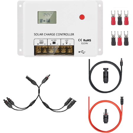 Solar Charge Controller and Accessories Kit for Solar Panel, 30Amp PWM ...