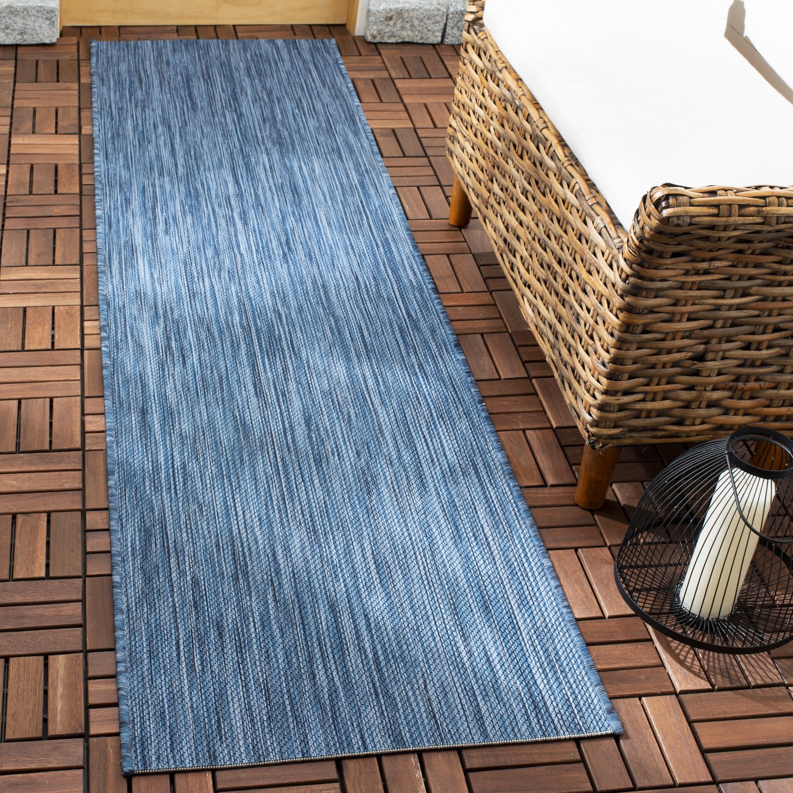 Safavieh Beach House Kian Abstract Outdoor Runner, Blue, 2' x 8 ...