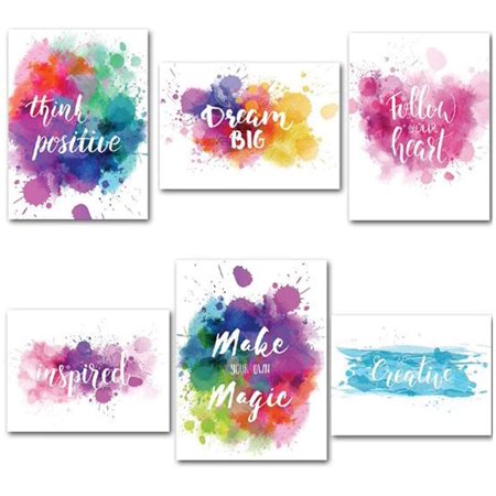 6 Pieces/Set Color Word Motivation Poster English Inspirational ...