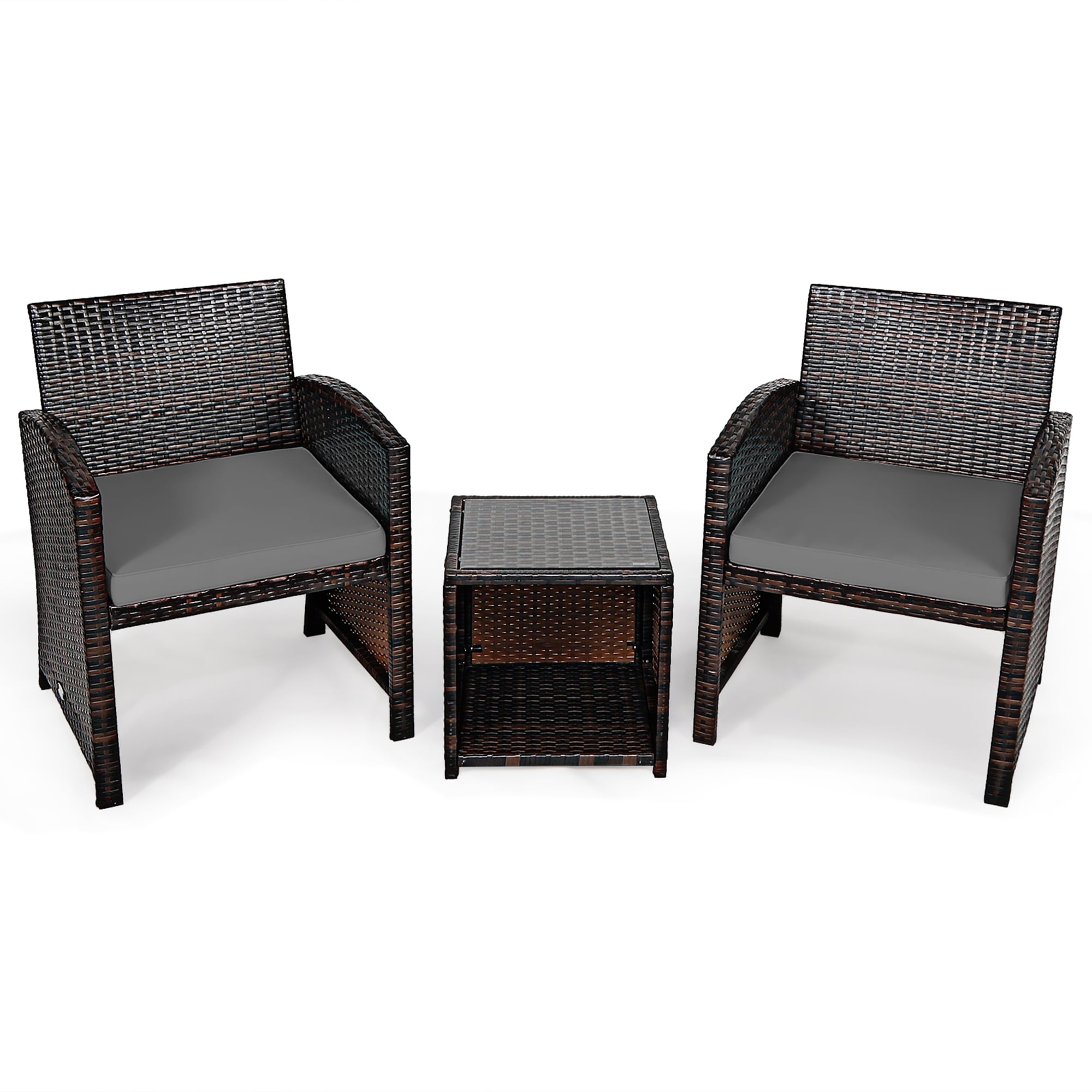 Click here for Gymax 3pcs Rattan Patio Conversation Furniture Set... prices