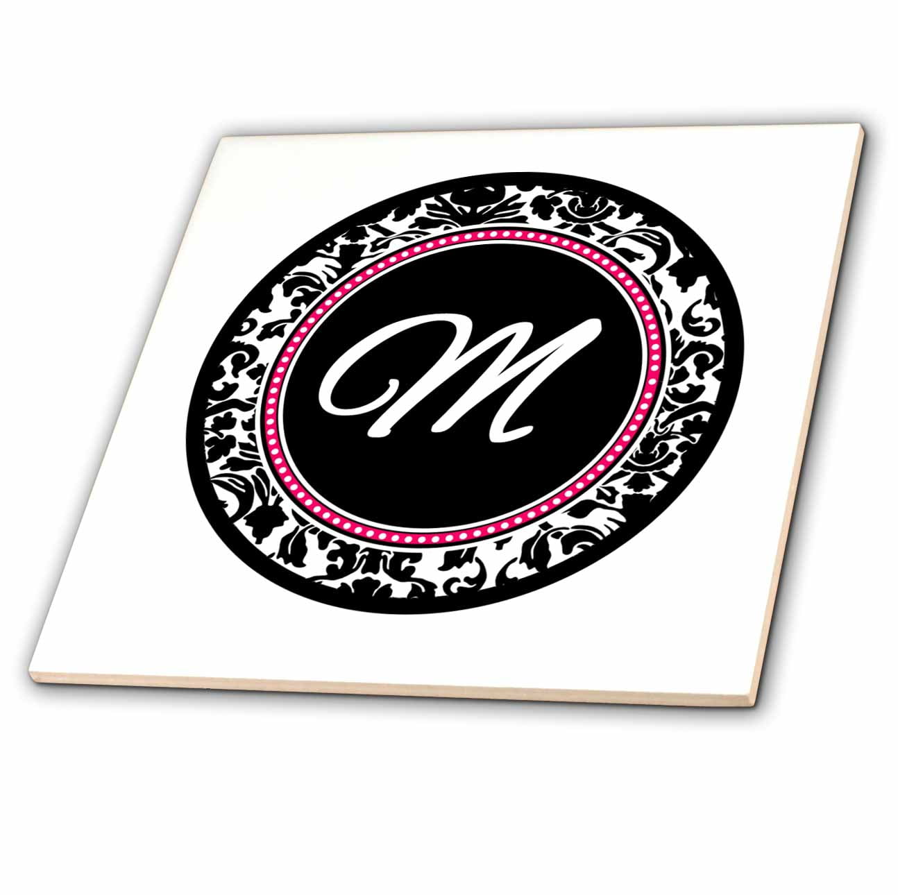 3dRose Letter M stylish monogrammed circle - girly personal initial ...