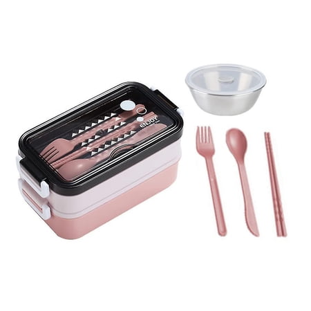 2 Tier Bento Box Leakproof Lunch Box Students Worker Food Storage ...