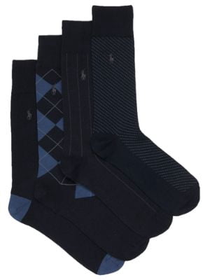 Polo Ralph Lauren - Polo Ralph Lauren Mens Assorted Dress Socks 4-Pack ...