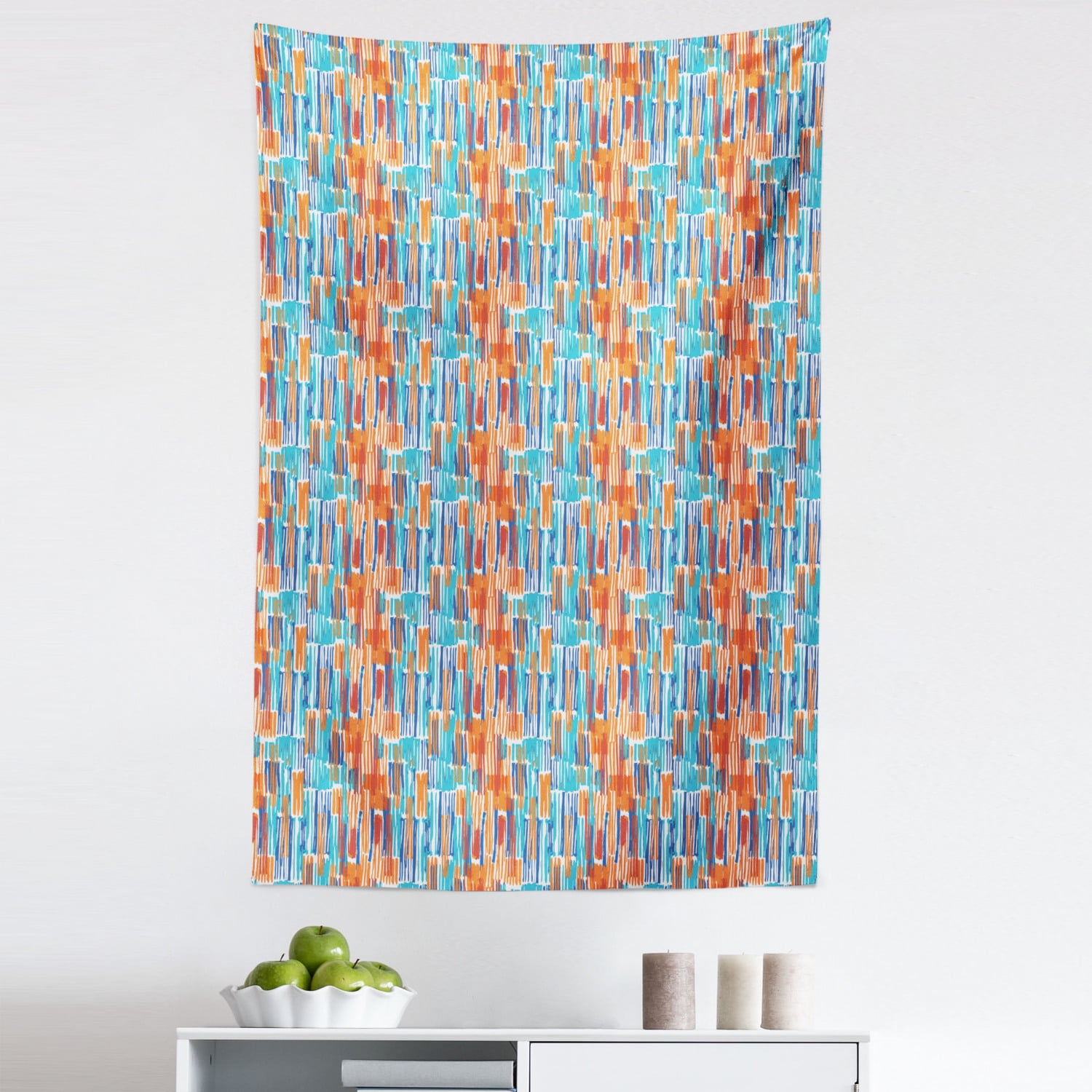 Abstract Tapestry, Vertical Stripes in Colorful Design Grunge Brush ...