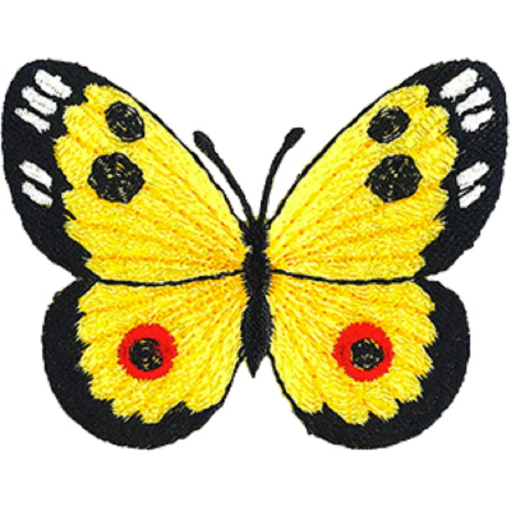 Butterflies Yellow Patch - Sew Iron on, Original Embroidered Artwork ...