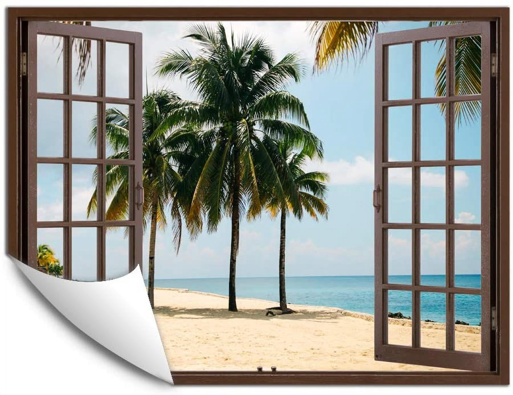 IDEA4WALL Fake Brown Window Beach Peel and Stick Wallpaper Removable ...