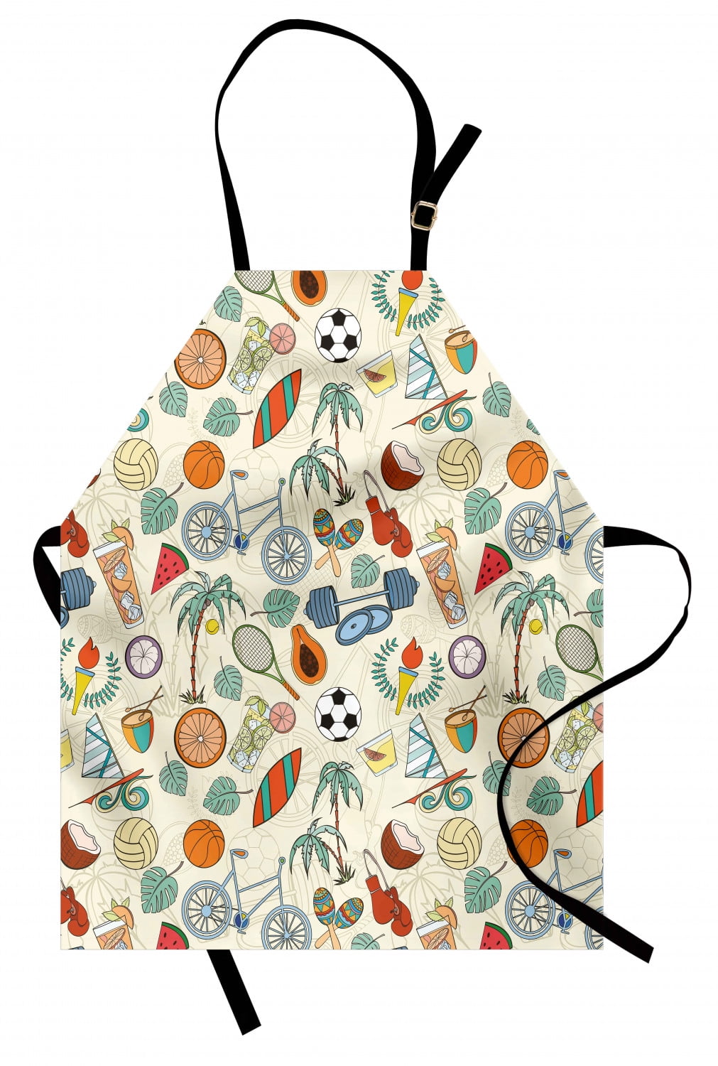 Sport Apron Sports Themed Abstract Cartoon Style Icons Bike Balls ...