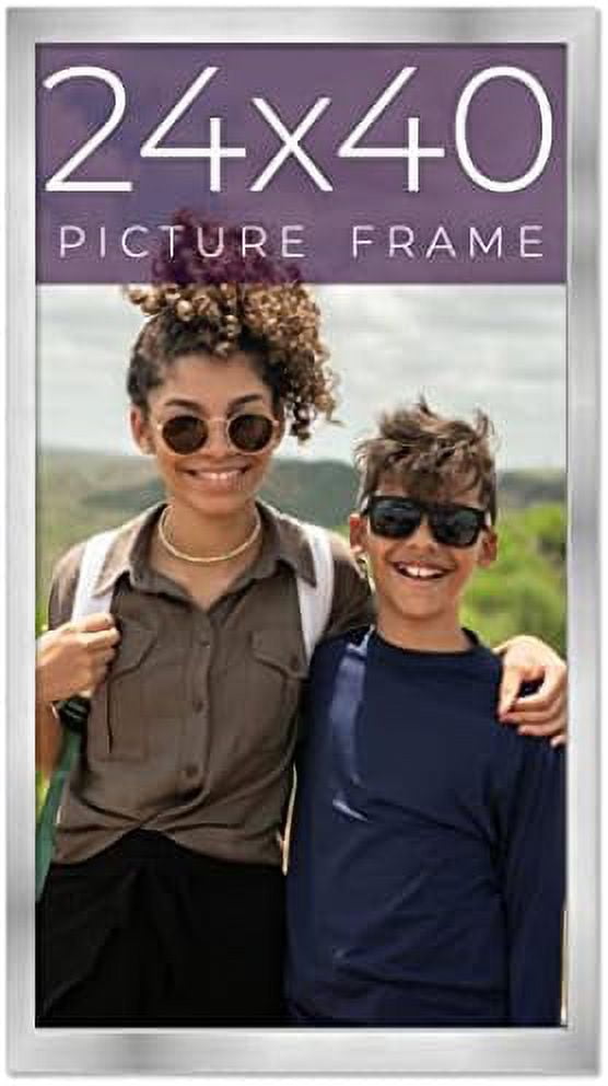 24X40 Frame Silver Real Wood Picture Frame Width 0.75 Inches | Interior ...