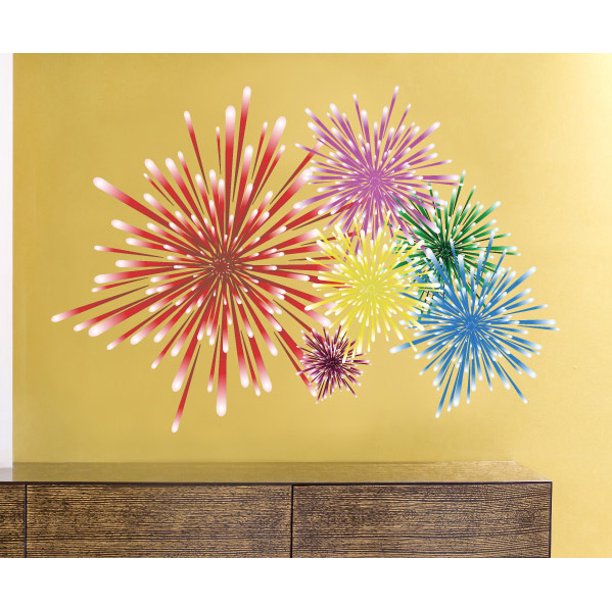 Fireworks Christmas Decorations Wall Decal - Vinyl Sticker - Car ...