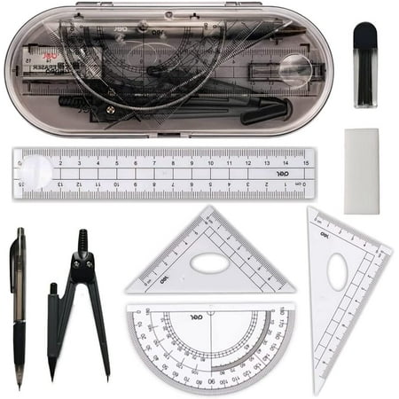 8 Pcs Comp/Math Set,Geometry Set for School, Includes Ruler, Protractor ...
