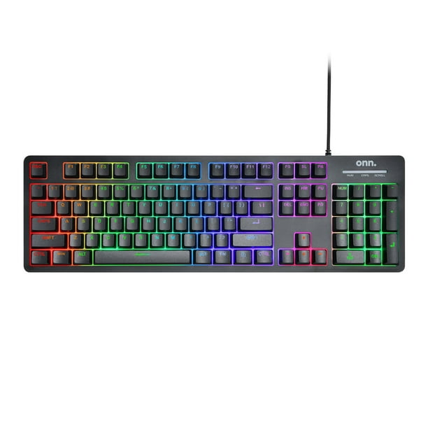 onn. 104-Key LED Gaming Keyboard with Rainbow Back-lighting, 3 Lighting ...