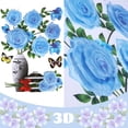 3D Vase Wall Stickers Stereo Flower Wall Decal DIY Blue Superposition ...