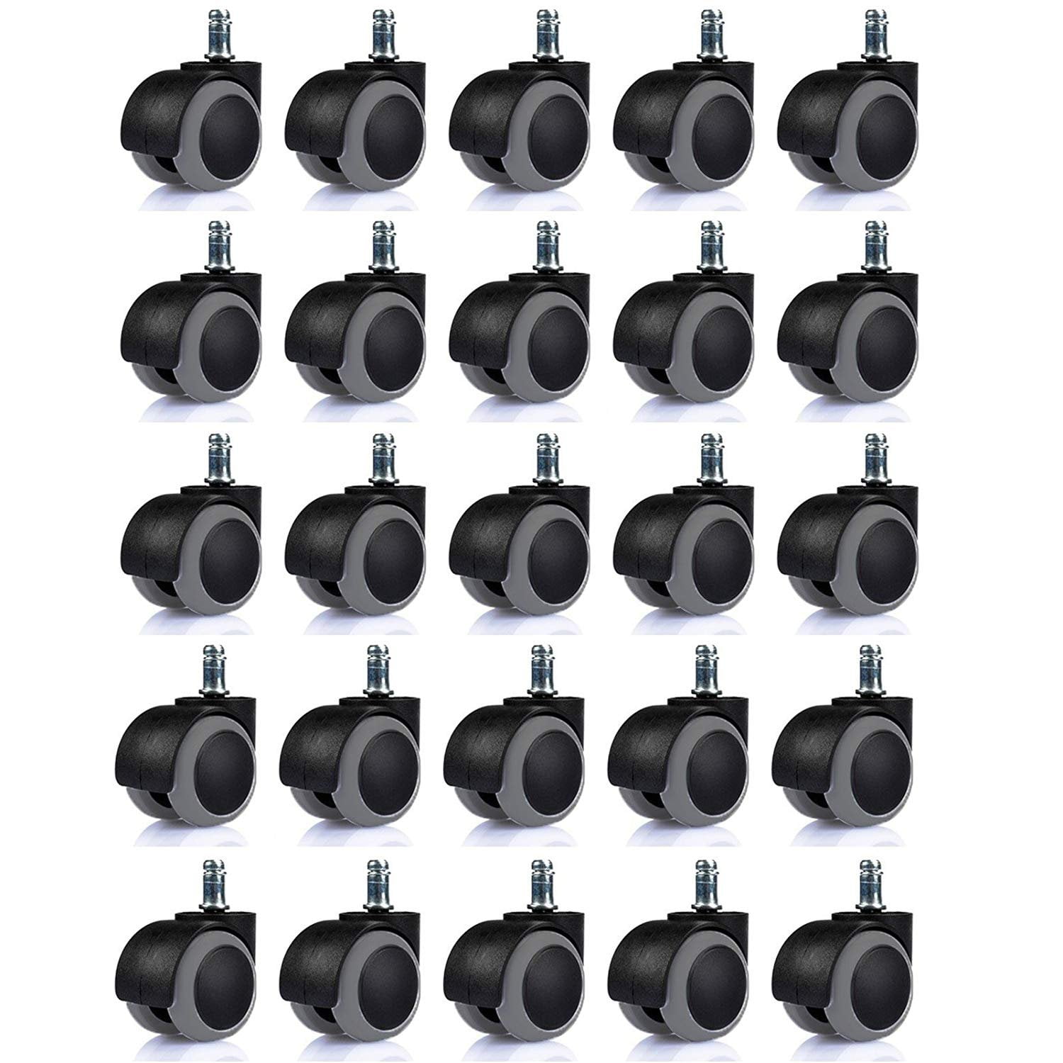 Wideskall 25 Pieces Replacement Swivel Office Chair Wheels Plastic ...