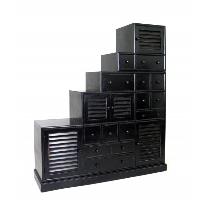 Pemberly Row Step Cabinet in Antique Black - Walmart.com - Walmart.com