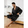 Vulcanodon Men's Satin Robe, Silk Kimono Bathrobe, Luxurious, Black ...
