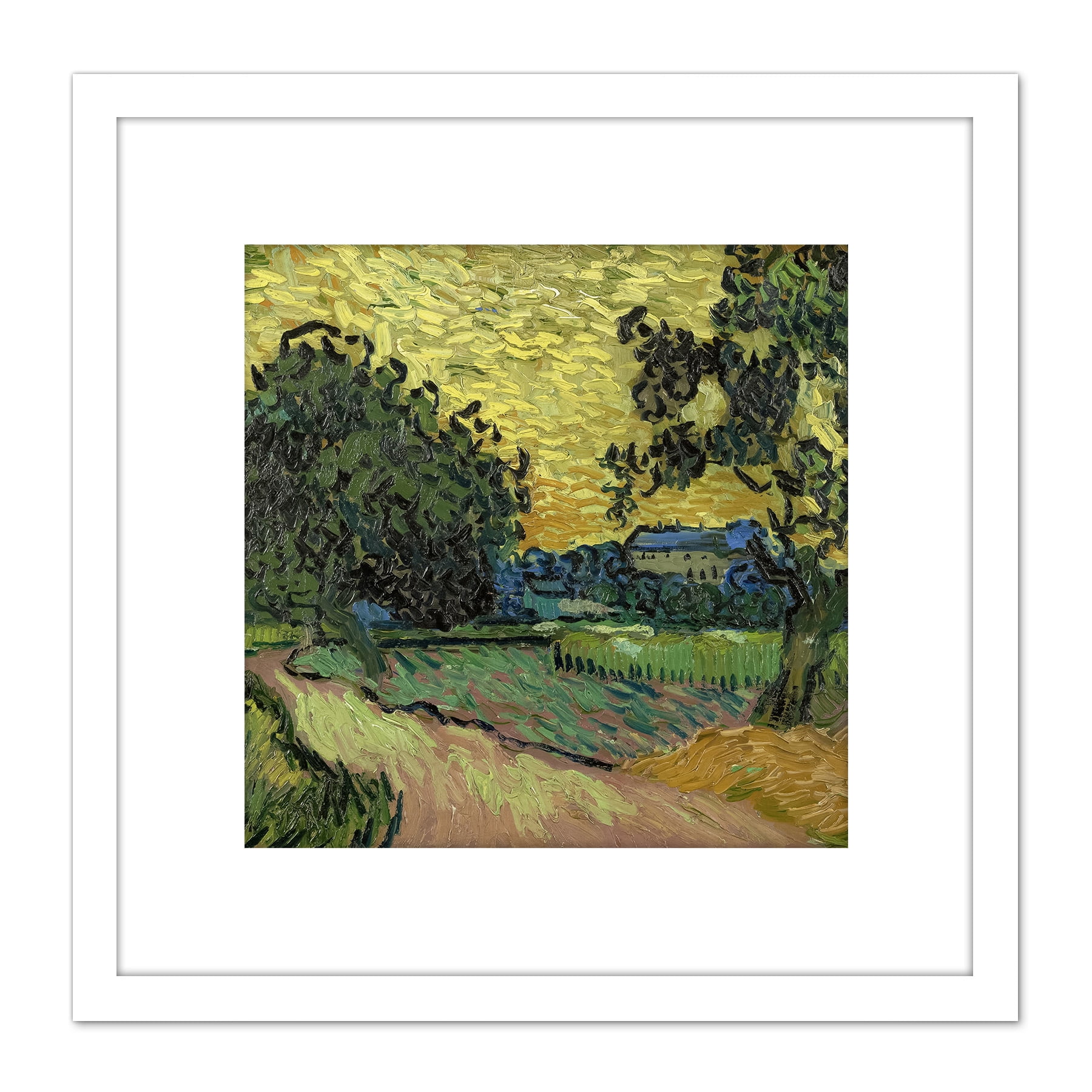 Van Gogh Landscape At Twilight Painting 8X8 Inch Square Wooden Framed ...