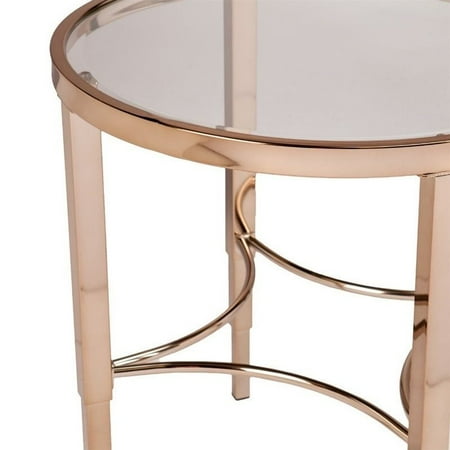 Southern Enterprises Thessaly Round End Table in Metallic Gold ...